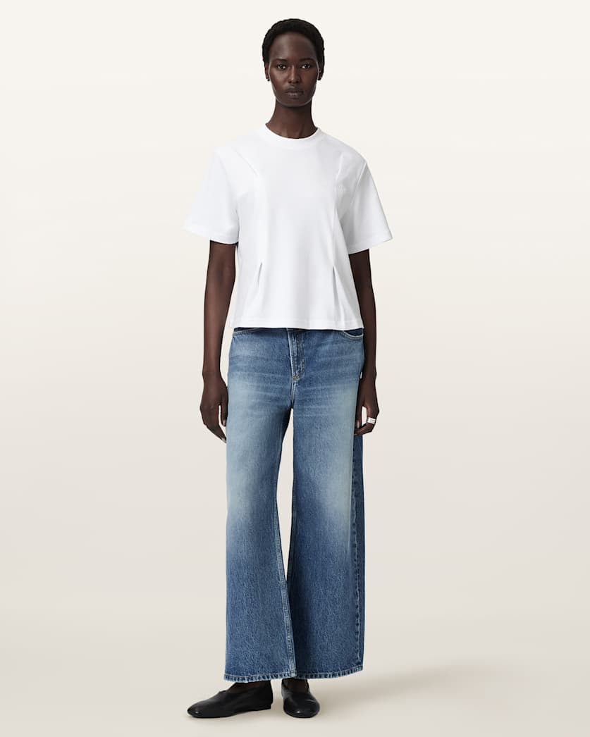 Sofia Lisa Boxy Embroidered T-Shirt Optic White | ALLSAINTS